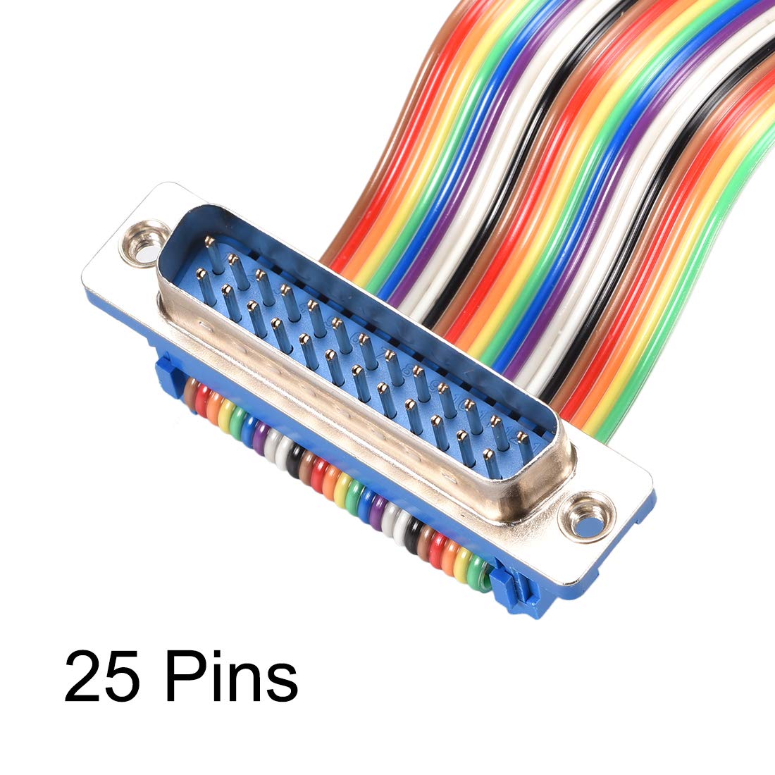 uxcell® IDC Rainbow Wire Flat Ribbon Cable DB25 Male to DB25 Male Connector 2.54mm Pitch 19.7inch Length