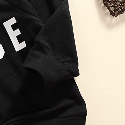 Toddler Baby Girl Boys Pullover Top Letter Babe Printed Causal Long Sleeve Sweatshirt Infant Fall Winter Clothes (Black, 12-18 Months)