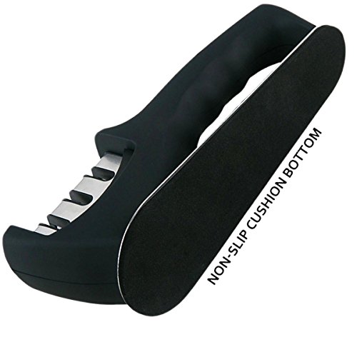CJHFAMILY Knife Sharpener for Straight Knives - 3 Stage Diamond Coated Sharpening Wheel System