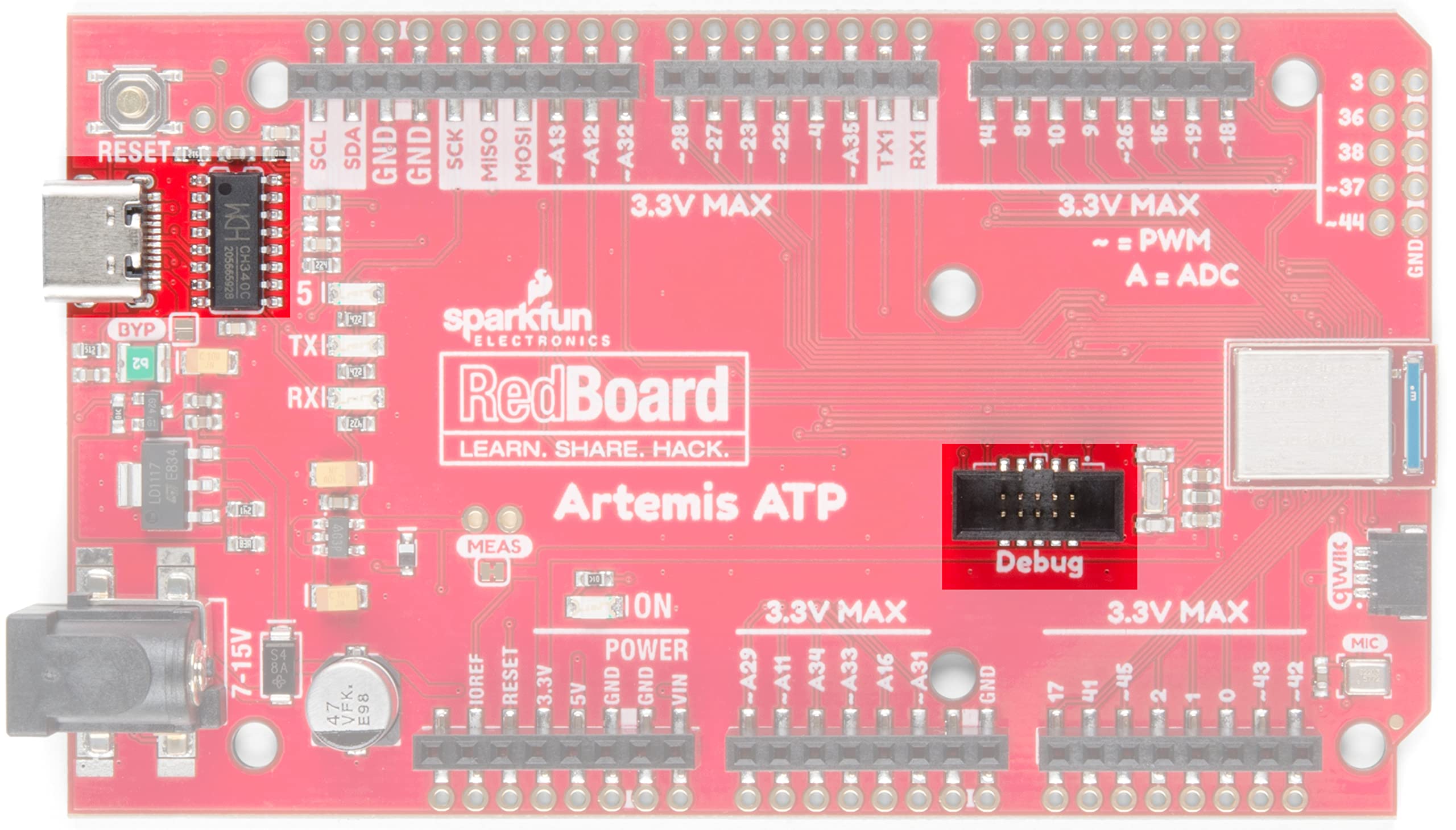 SparkFun RedBoard Artemis ATP Machine Learning Development Board Includes BLE 1 megabyte Flash USB-C Qwiic I2C MEMS Microphone Compatible with Arduino IDE platform Run TenserFlow Models Mega Footprint