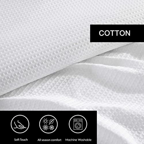 Vera Wang - Queen Comforter Set, Luxury Cotton Bedding with Matching Shams, Medium Weight & Ideal for All Seasons (Waffle Pique Queen, White)