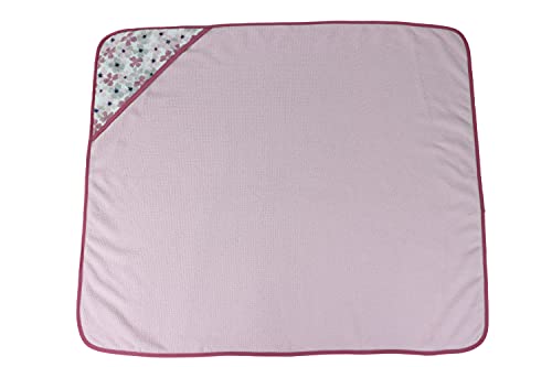 Cudlie Buttons & Stitches Baby Girl 3 Pack Rolled/Carded Hooded Towels in Crisp Blossom Print (GS71728)