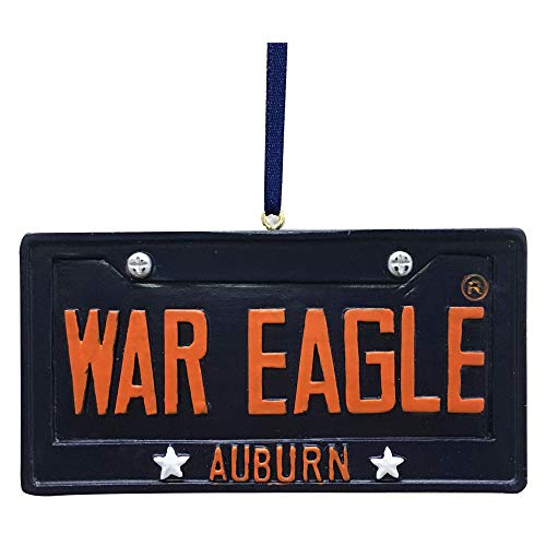 3.75" Orange and Blue Auburn Tigers Logo License Plate Christmas Ornament