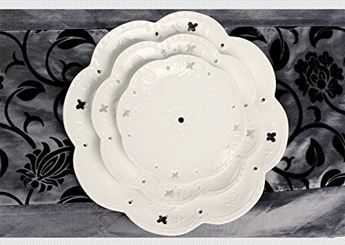 Cupcake Stand- Jusalpha 3-Tier White Porcelain Cake Stand Dessert Stand-Cupcake Stand-Tea Party Serving Platter, Comes in a Gift Box- Free Sugar Tong