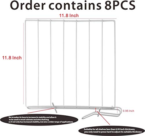 Cq acrylic Set of 8 Vertical Closet Wood Shelf Divider- Only Need to Slide to Adjust The Appropriate Distance - wire shelving Separators,White