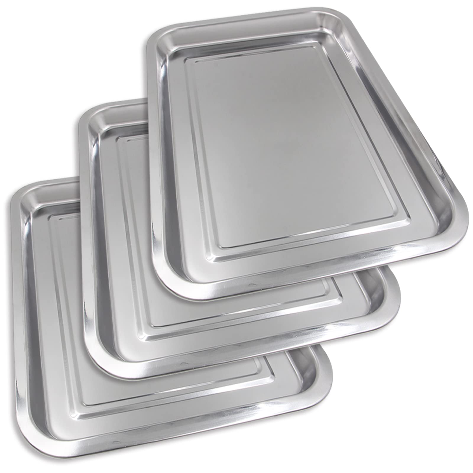 Stainless Steel Tray - 3Pcs Stainless Steel Tattoo Trays Medical Dental Tray Piercing Instrument Tool Tray Flat 13.5'' X 10'' for Tattoo Kit Tattoo Supply