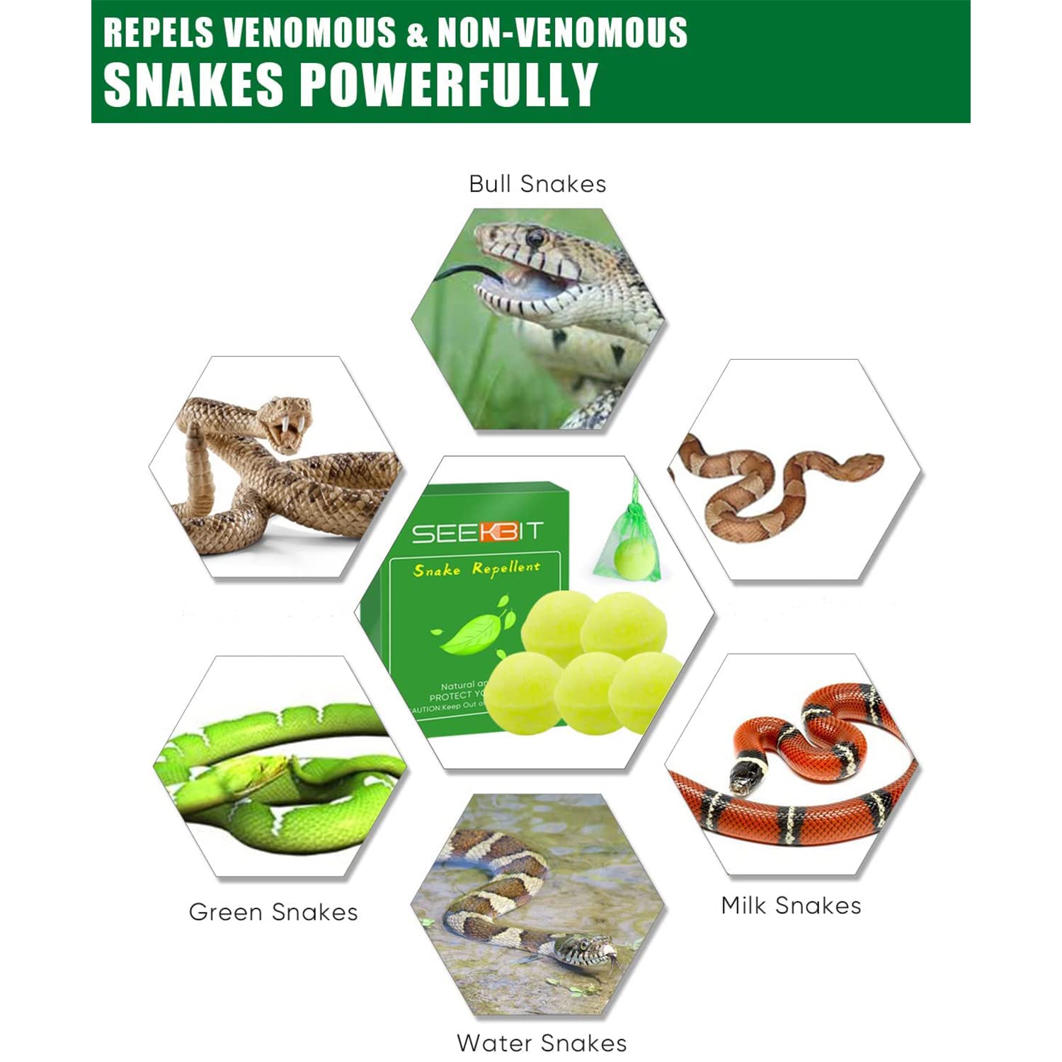 SEEKBIT Snake Away Repellent for Outdoors Indoor, Snake Repellent for Yard Lawn Garden Camping Fishing for Repelling Snakes Rats and Other Pests (5pack)