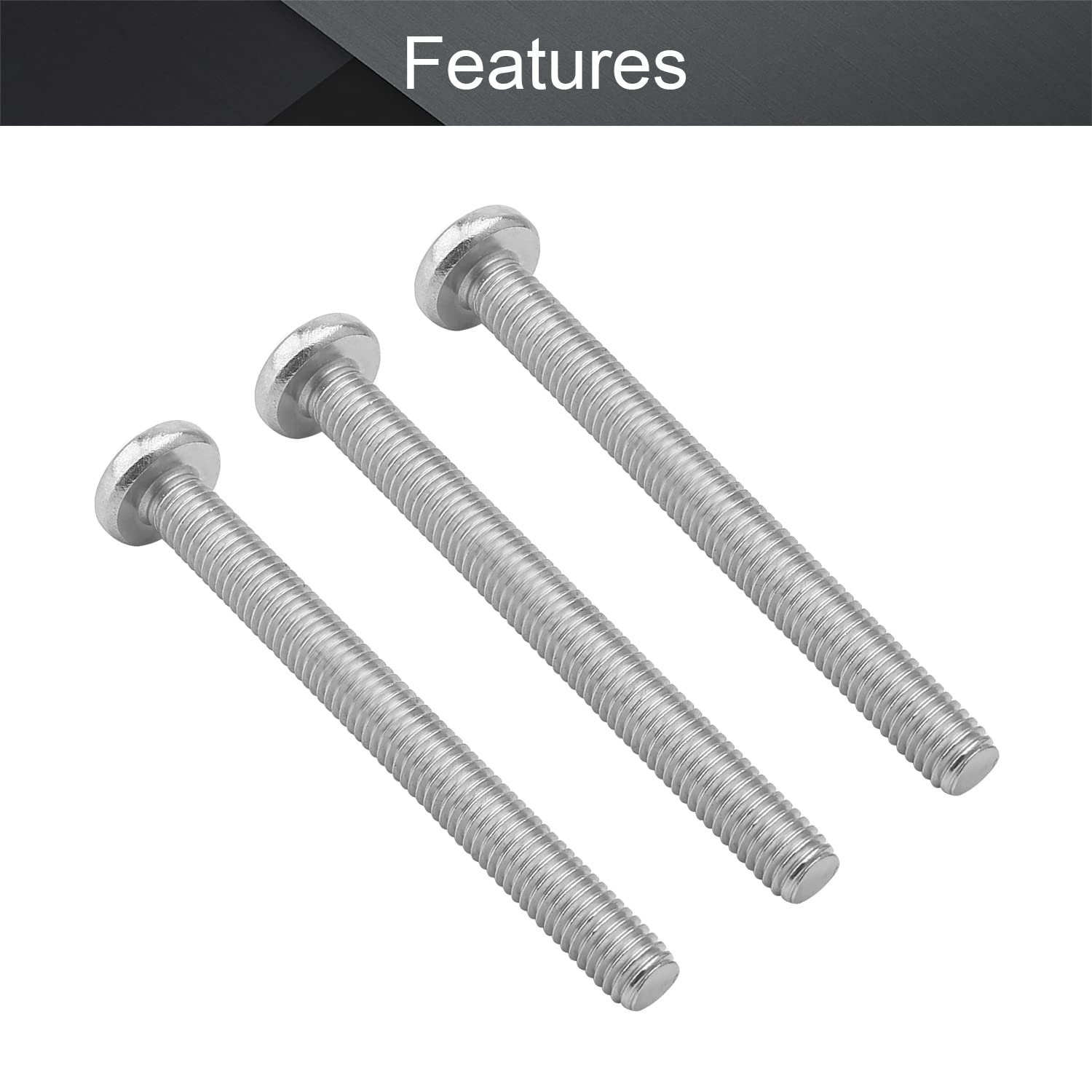 MroMax 3Pcs M8 x 80mm Pan Head Phillips Machine Screws, 304 Stainless Steel 18-8, Fully Thread, Metric Silver Gray Cross Head Screws Bolts