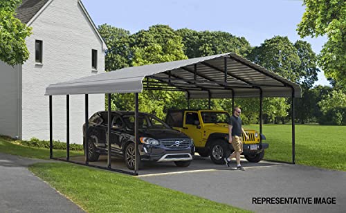 Arrow Carports Galvanized Steel Carport, Full-Size Metal Carport Kit, 12' x 24' x 9', Eggshell