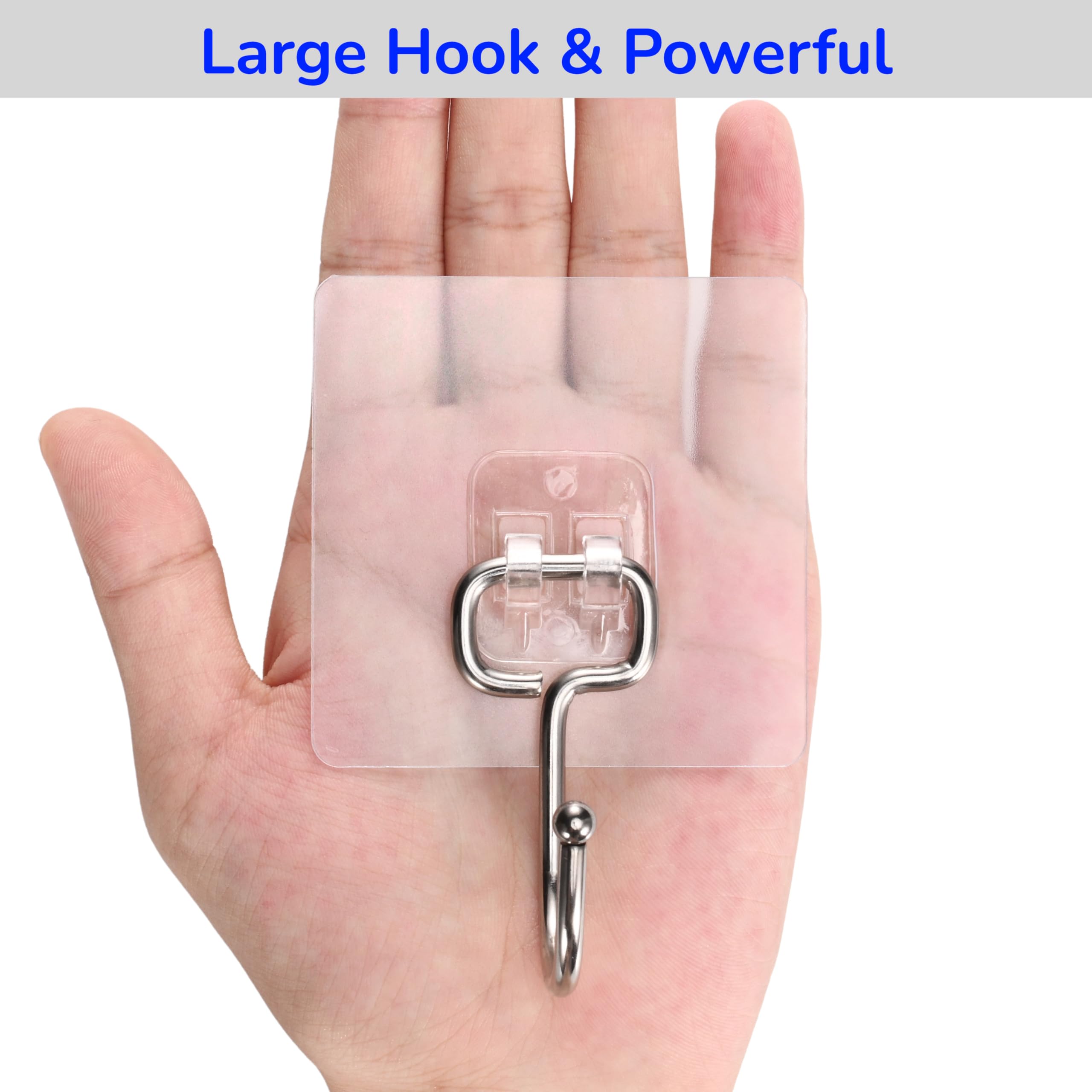 SZNKB Adhesive Hooks for Hanging Heavy Duty 44lbs(Max), Transparent Waterproof Oil-Proof and Rustproof Wall Hooks, Towel and Coats Hooks for Bathroom,Kitchen Home and Office, 12 Pack