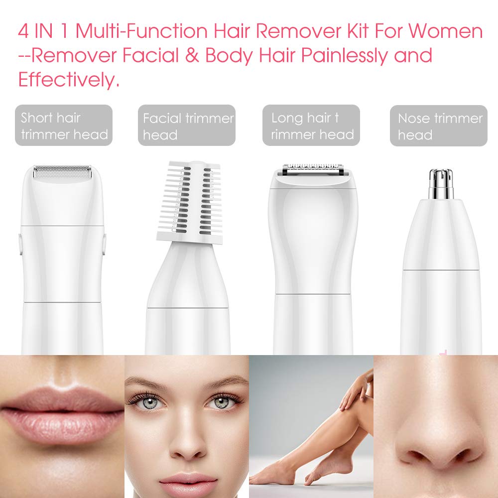 TOUCHBeauty Bikini Trimmer for Women, IPX6 Facial & Eyebrow Hair Trimmer with Case, Painless Body Shaver, Nose Hair Trimmer TB-1753