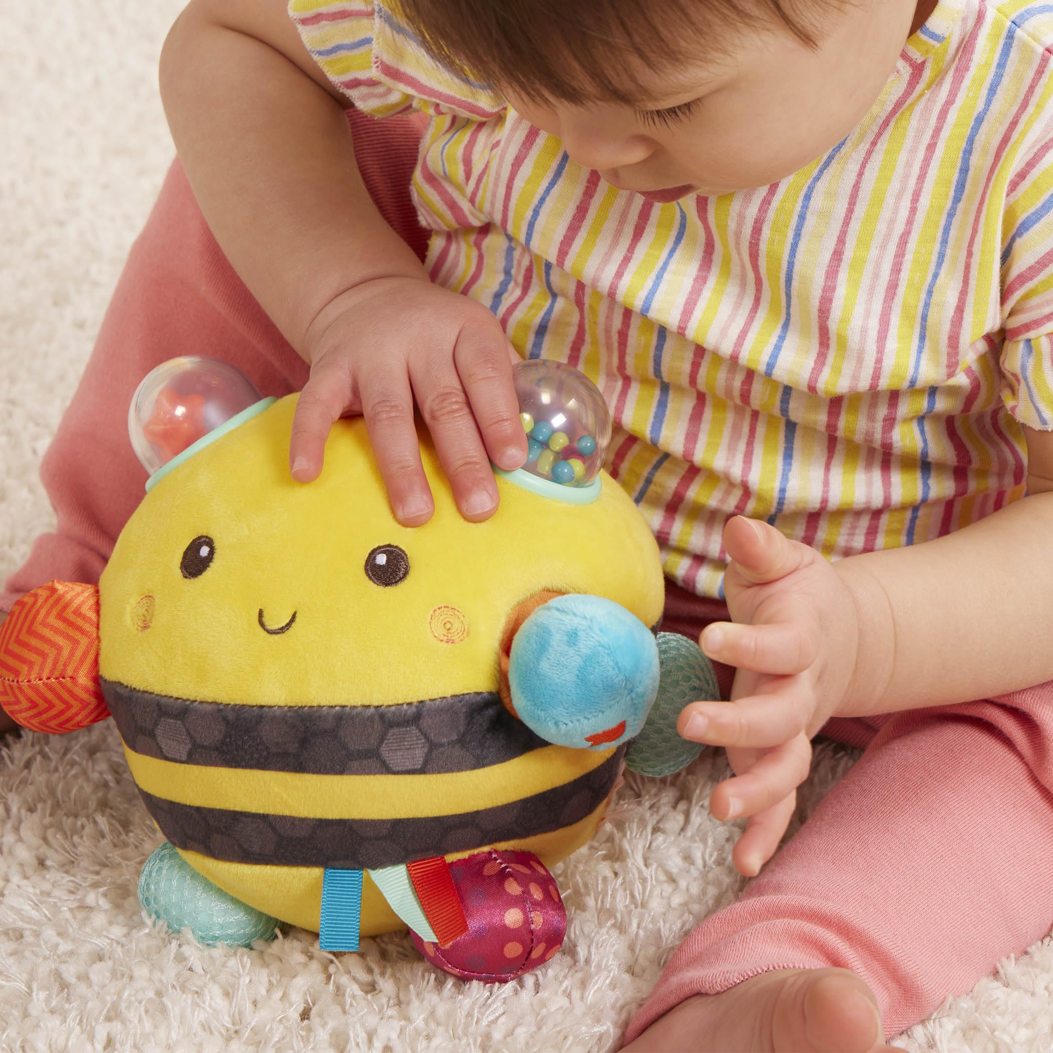 B. Sensory Plush Bumble Bee Baby ,Sensory Baby Toy β Bumpy Plush Bee with Fun Features, Interactive Play, Bumps, Colors, Textures & Sounds, Toys for Infants, Babies,Fuzzy Buzzy Bee β 0 Months +