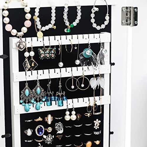 Bonnlo Jewelry Armoire with Photo Frame, 23.62 x 11.81 x 3.55 inch, Small Storage Jewelry Cabinet Organizer, Wall Mount (white)