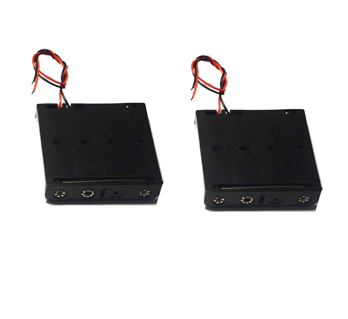 LampVPath (Pack of 2 4 AA Battery Holder, 4 AA Battery Holder with Leads, 4 AA Battery Holder with Wires