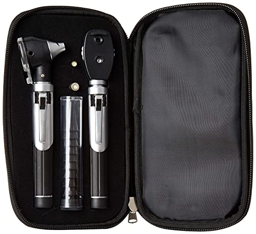 Zyrev Otoscope Ophthalmoscope Duplex Set - Multi-Function Otoscope/Opthalmoscope for Ear & Eye Examination - Includes Portable Tortoise Shell Case (Black)