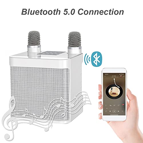 Karaoke Machine for Adults and Kids, Portable Bluetooth Karaoke Speaker for TV, with 2 Wireless Microphones PA Speaker System for Indoor Outdoor Party, Family Party Singing
