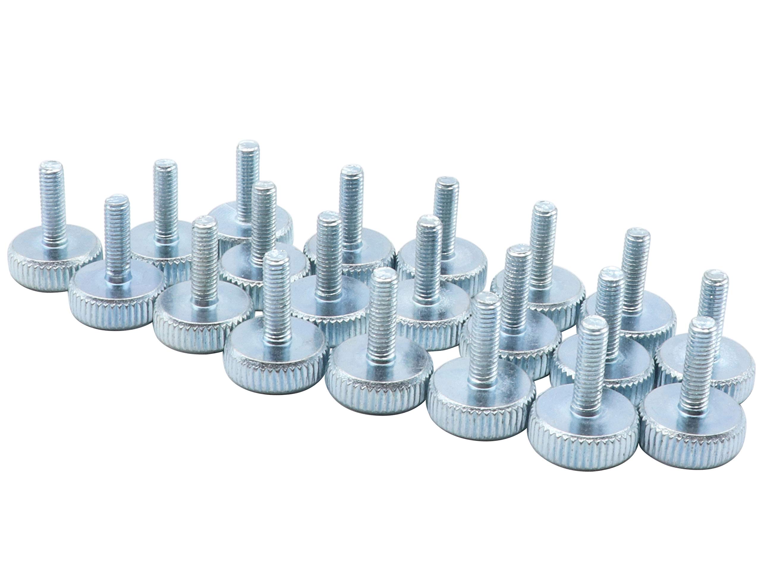 LBY 30pcs Knurled Hand Screw, M3 x 10mm Flat Knurled Head Fully Threaded Thumb Screws(Single Layer Step), Carbon Steel Galvanize