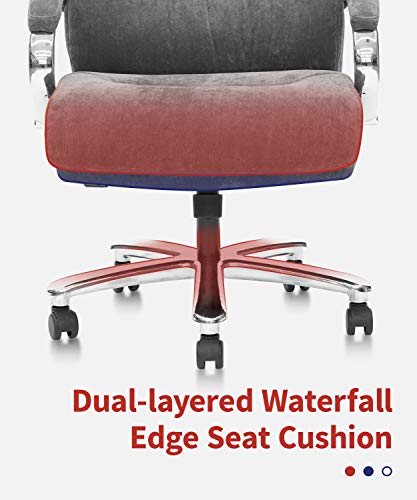 CLATINA Ergonomic Big & Tall Executive Office Chair with Fabric Upholstery 400lbs High Capacity Swivel Adjustable Height Thick Padding Headrest and Armrest for Home Office Gray