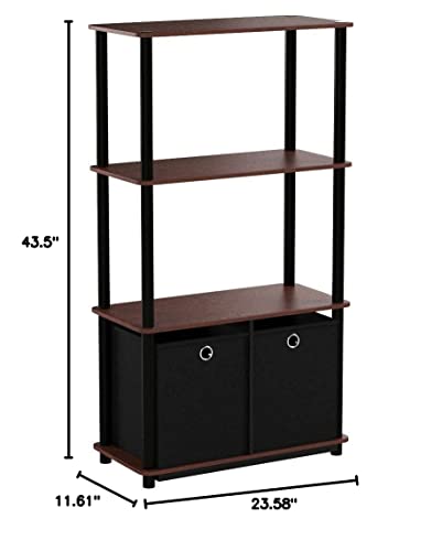 Furinno NW889DC/BK Go Green 4-Tier Multipurpose Storage Rack w/Bins, Dark Cherry/Black
