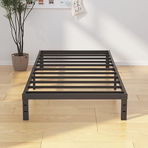 EMODA 10 Inch Twin Bed Frames No Box Spring Needed, Heavy Duty Metal Twin Platform Bed Frame, Noise Free, Easy Assembly, Black