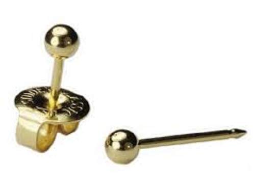 New Baby Short Post Ball 24 ct. Gold Plate Personal Piercer 3 mm Ear Piercing Earrings Studex System 75