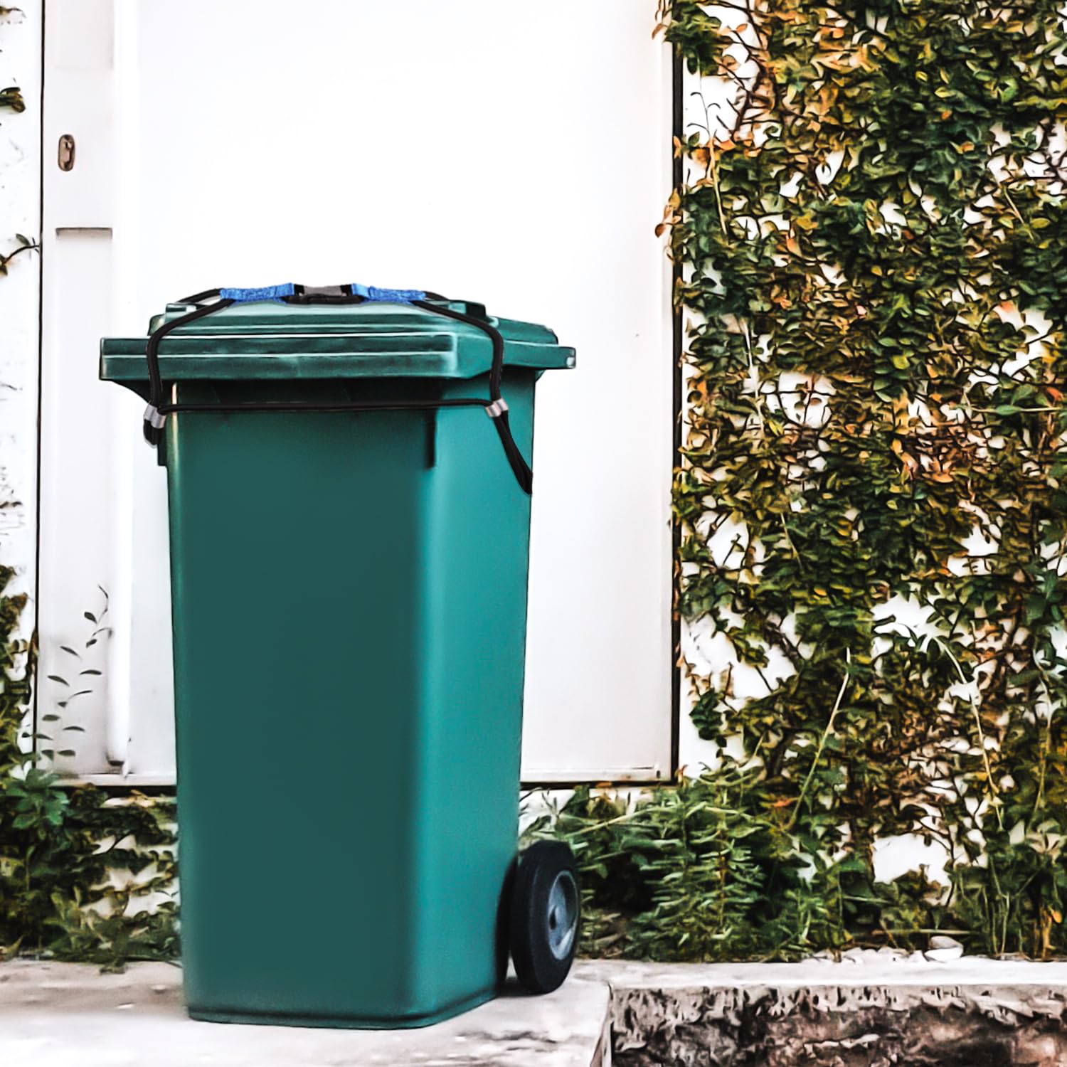 XIHIRCD Trash Can Lock, Lid Lock for 30-50 Gallon Outdoor Garbage Cans Heavy Duty Elastic Garbage Bin Bungee Cords for Animals, Squirrels, Dogs, Raccoons, Keeps Trash Secure