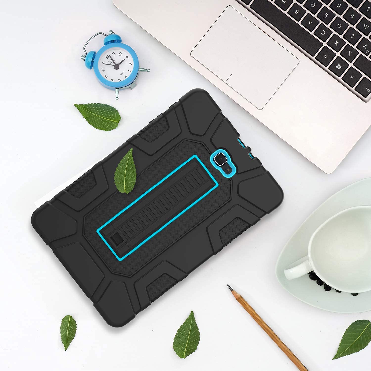 GUAGUA Protective Case for Samsung Galaxy Tab A 10.1 2016, Heavy Duty Rugged Shockproof Anti-Scratch Tablet Cover with Kickstand, Black/Blue