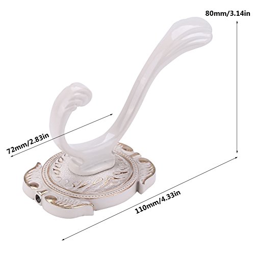 Fdit Bathroom Retro Zinc Alloy Wall Mounted Hooks Towel Clothes Coat Hat Door Hooks Wall Mounted Coat Hanger(Ivory White)