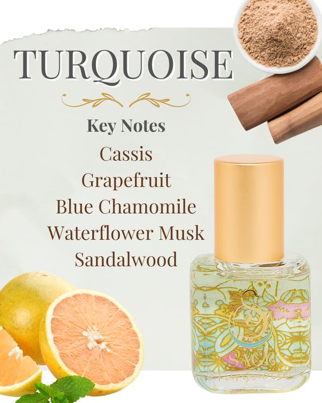 Turquoise Organic Perfume Oil Extract Roll-On by Sage- 1/4 oz, Vegan & Cruelty-Free, Marine Scent, Waterflower Musk, Blue Chamomile, Grapefruit