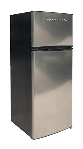Frigidaire EFR749AMZ, 2 Door Apartment Size Refrigerator with Freezer, 7.5 cu ft, Retro, Silver, Platinum
