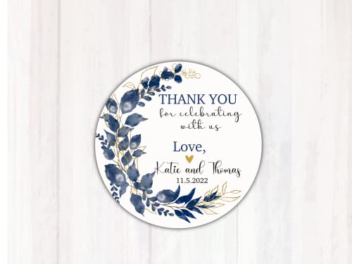 60 2-Inch Eucalyptus Thank You Stickers Labels - Personalized Thank You Stickers for Wedding Favors