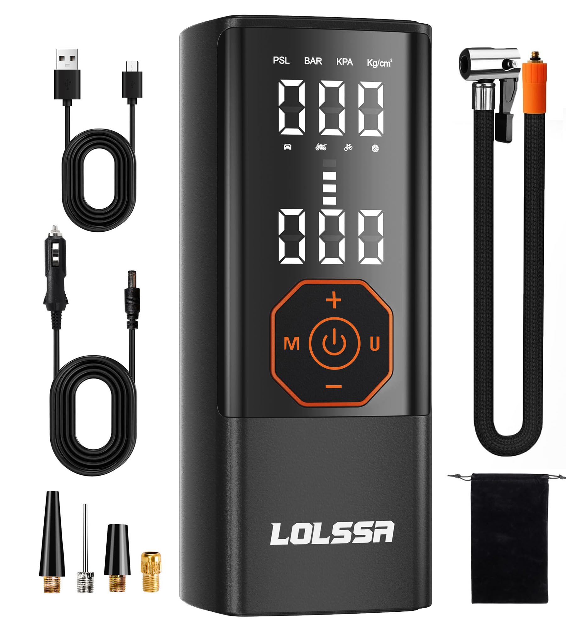 Tire Inflator Portable Air Compressor-25000mAh&180PSI Air Pump for Car Tires-Cordless Tire Pump with Pressure Gauge, Cigarette Lighter Plug for Motorcycle, Bike, Ball, Dual-Use Type