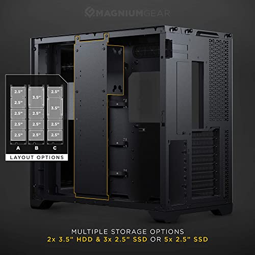 MagniumGear (MG-NE620QI_DBK02) NEO Qube 2 IM, Dual Chamber ATX Mid-Tower, Digital-RGB Infinity Mirror Front Panel, Front I/O USB Type C, Tempered Glass Panels, Black