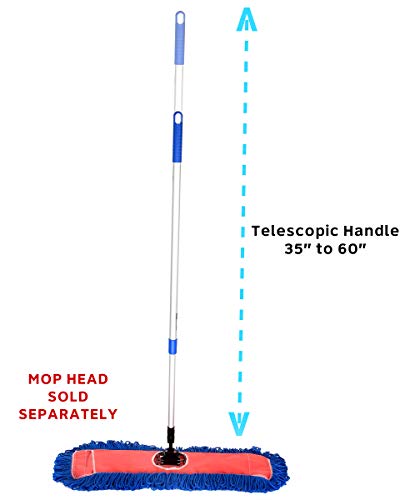 Alpine Industries Commercial Quick-Change Iron Mop Handle - Professional Mopping Tube w/Metal Gripper for Rags - Heavy Duty Stick & Mop Head Replacement Holder (Telescopic Mop)