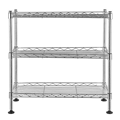 FRITHJILL 3-Tier Shelving Storage Unit,Metal Organizer Wire Rack, Chrome Silver,17.72" L x 7.87" W x 17.72" H
