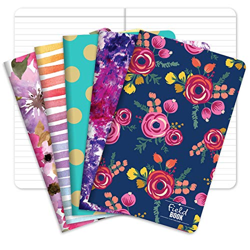 Elan Publishing Company Field Notebook / Journal - 5"x8" - Assorted Patterns - Lined Memo Book - Pack of 5
