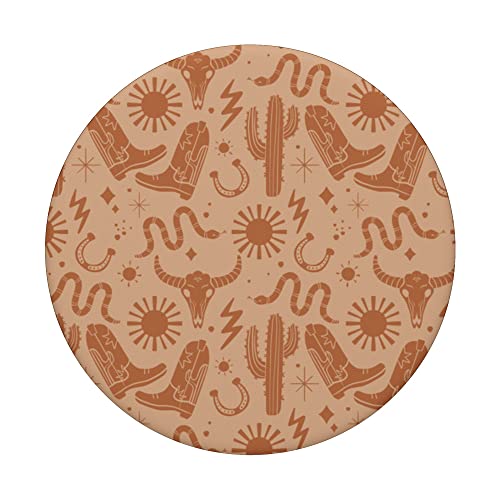 Cowboy Western Boho Cactus Pattern Warm Earth Tones PopSockets Swappable PopGrip