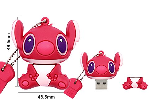 Novelty Stitch Pink Shape Design 16GB USB 2.0 Flash Drive Cute Memory Stick Stitch Thumb Drive Data Storage Pendrive Cartoon Jump Drive Gift (Stitch pink-16GB)