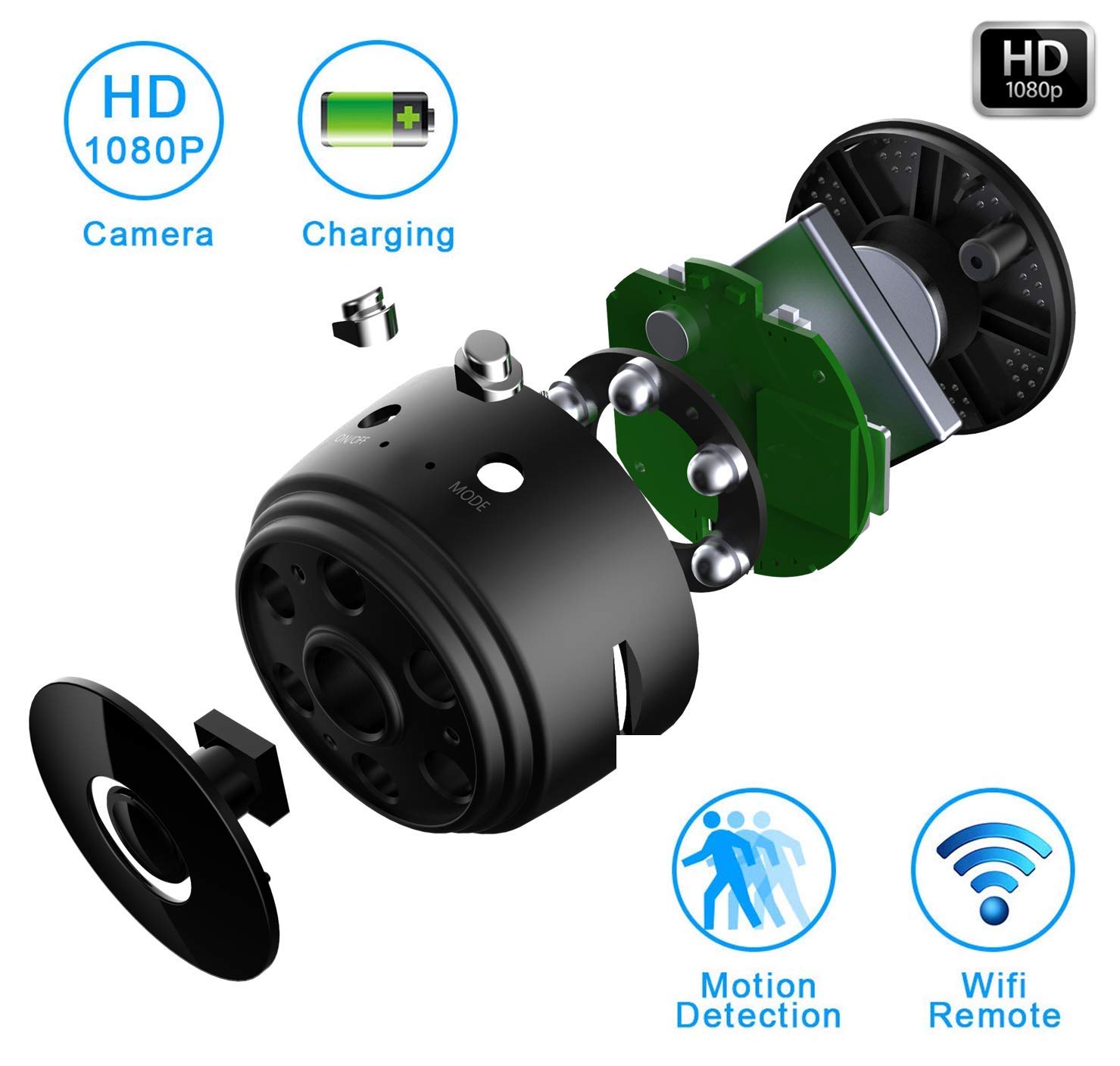 Mini Spy Camera Wireless Hidden Home WiFi Security Cameras with App 1080P, Bundle Night Vision Indoor Outdoor iPhone/Android Phone Small Nanny Cam for Cars etc