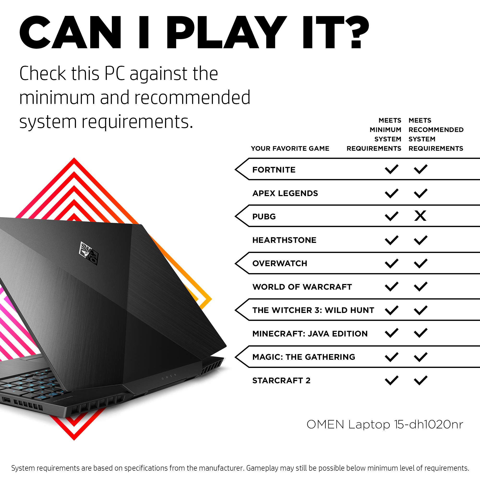 OMEN 15 Gaming Laptop, NVIDIA GeForce GTX 1660 Ti, Intel Core i7-10750H, 8 GB DDR4 RAM, 512 GB PCIe NVMe SSD, 15.6" Full HD, Windows 10 Home, RGB Keyboard (15-dh1020nr, 2020 Model)