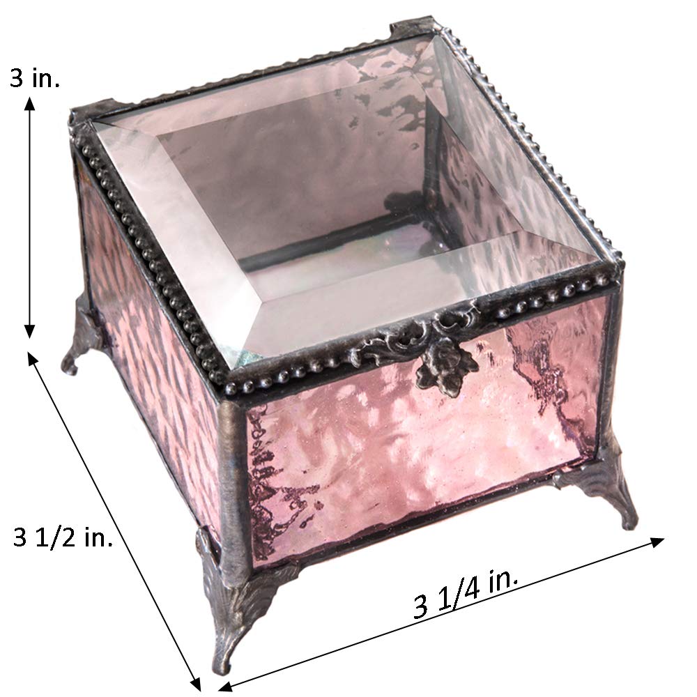 Personalized Baby Keepsake Box Customized Baptism Christening Gift Engraved Glass Jewelry Trinket J Devlin Box EB217-2 (Pink)