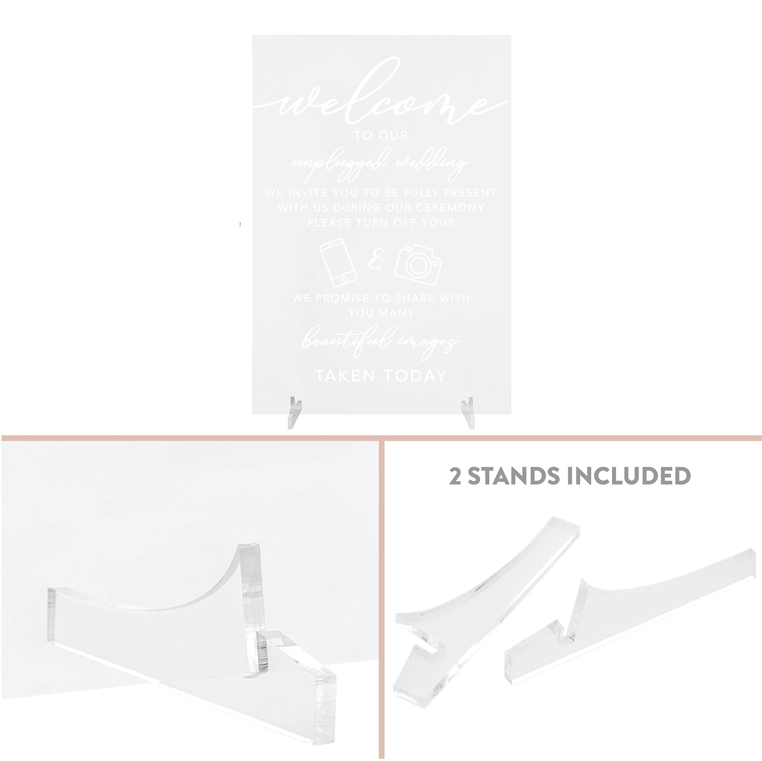 Andaz Press Scripted Unplugged Ceremony Acrylic Sign, 7.5 x 11 Inch, Stand Included, Wedding Ceremony, Reception, Clear Acrylic Signage, Table Sign, Wedding Ideas, Wedding Decor