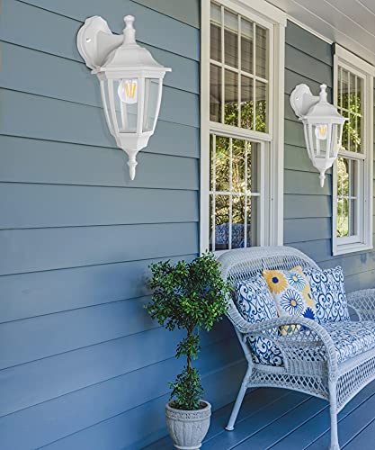 FUDESY Outdoor Wall Lantern, Exterior Waterproof Wall Sconce Light Fixture, White Front Porch Light Wall Mount for Garage, Patio, Yard, FDS2542EW (Bulb Included) 2-Pack