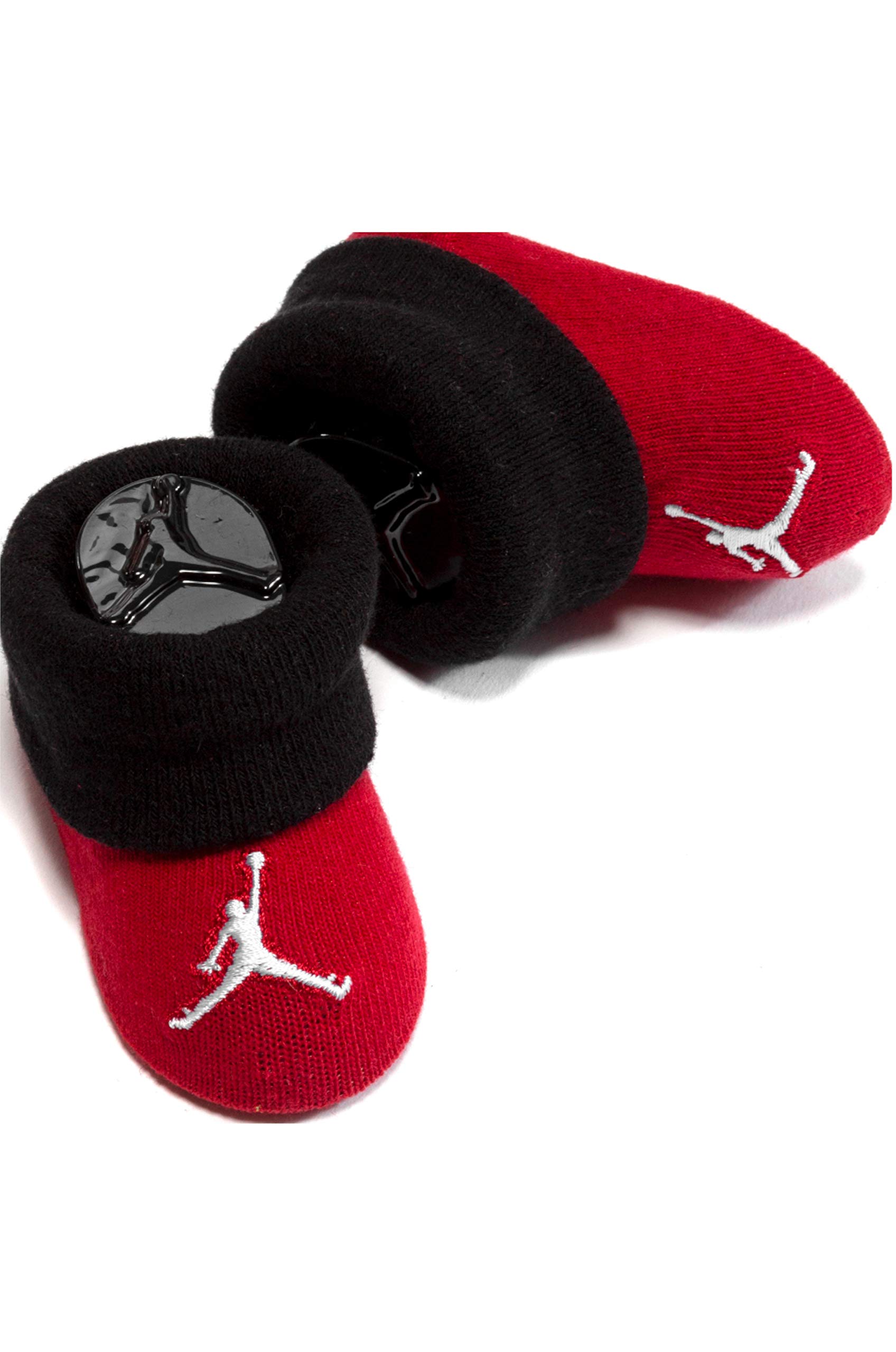 Nike Jordan Infant Baby Hat and Booties Set (Red(LJ0102-R78)/Black, 0-6 Months)