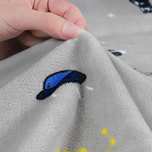 DaysU Plush Flannel Baby Blanket Super-Soft Lightweight, Printed Fleece Baby Blanket for Boys, Portable Bed Throws for Baby Crib and Toddler Bed, Grey Space, 30βx40β
