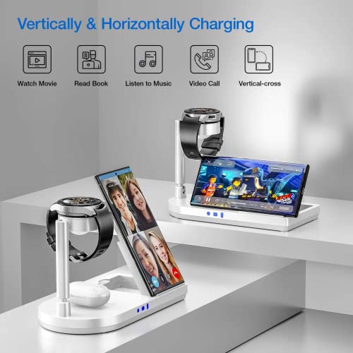 4 in 1 Wireless Charging Station for Samsung, Foldable Wireless Charger with Night Light, Fit for Galaxy Z Flip3/ S21/20/10/Note7 Series, Travel Charging Stand for Galaxy Buds, Watch 5/4/Active/GS4