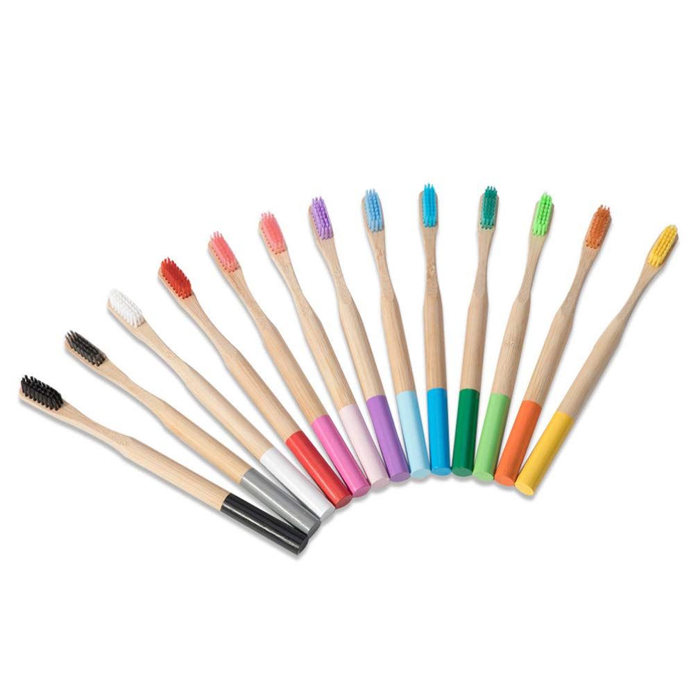Natural Bamboo Charcoal Toothbrush Soft Bristles Manual Toothbrush for Adults 4Pcs (Purple)