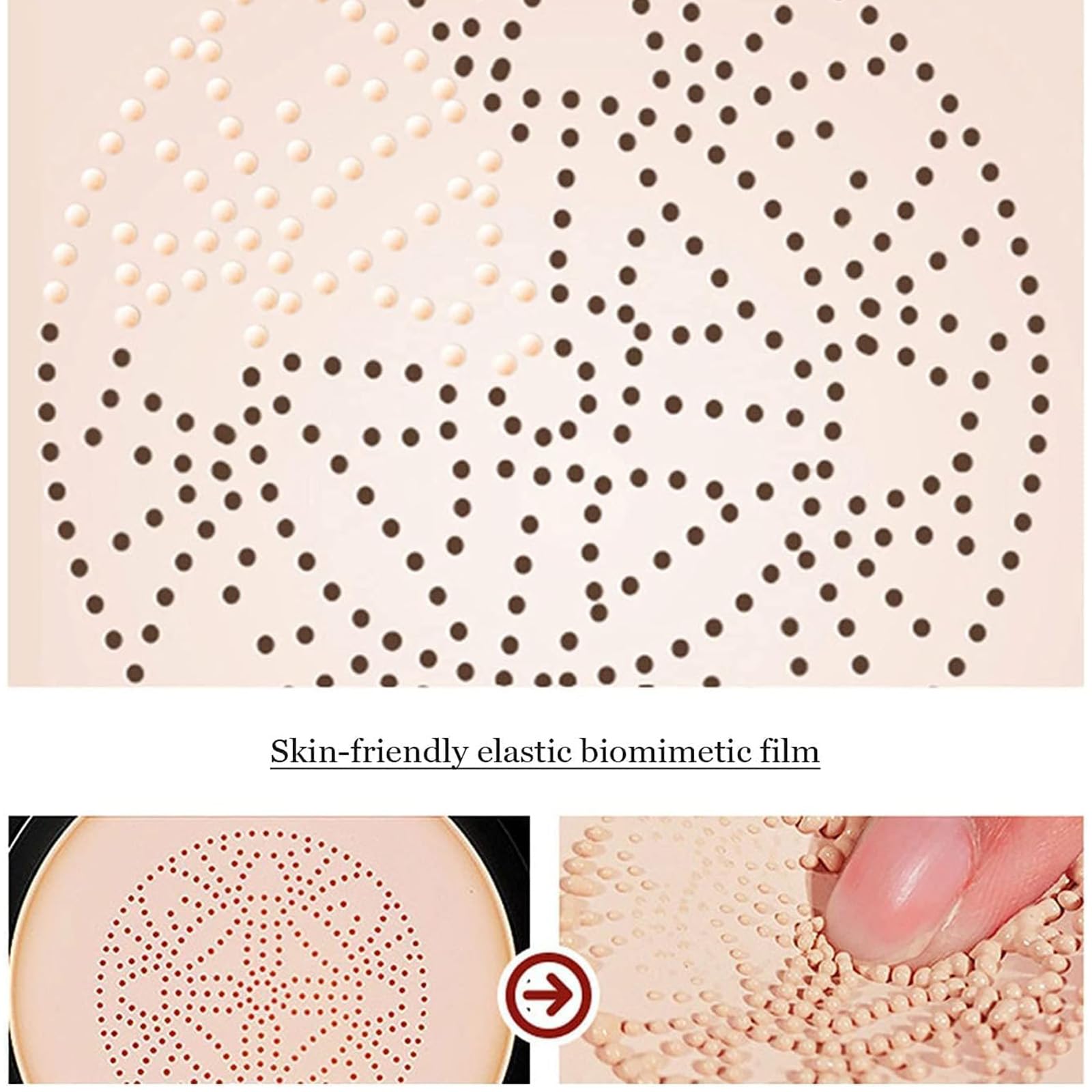 Mushroom Head Air Cushion BB Cream,Concealer Lasting Nude Makeup Moisturizing Pigment CC Liquid Foundation, Even Skin Tone Makeup Base Primer(Natural)
