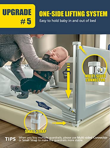 CuteBear Bed Rails for Toddlers - 60" 70" 80" Extra Long Baby Bed Rail Guard (3 Sides: Perfect for Full Bed, Include 3 Sides)