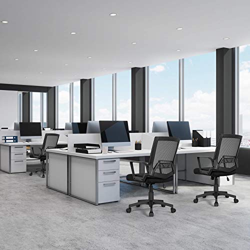 Yaheetech Office Desk Chair Mesh Computer Chair Rolling Executive Chair Mid Back Adjustable Desktop Chair with Lumbar Support Swivel Task Chair for Women Adults and Students, Black